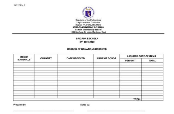 Deed of Donation Brigada Eskwela / Adopt A School | DOCX