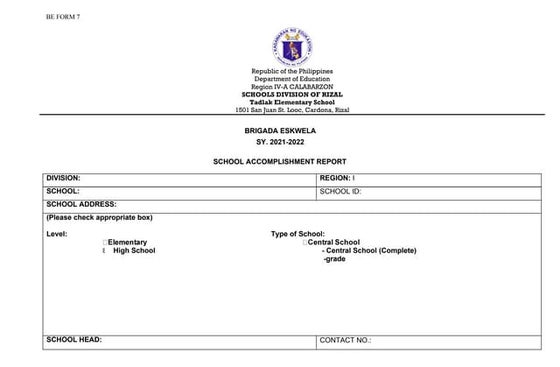5-BE-2023-Accomplishment-Report-Teachers-Name.doc | Professional School ...
