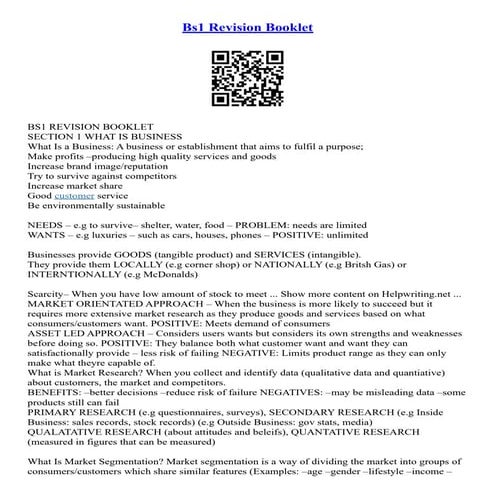Bs1 Revision Booklet | PDF