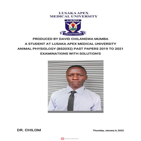 Physiology (BS2032) PAST PAPERS 2019 TO 2021 WITH SOLUTION'S..PDF