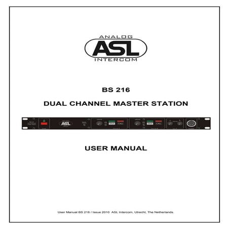 ASL Intercom BS216 | PDF