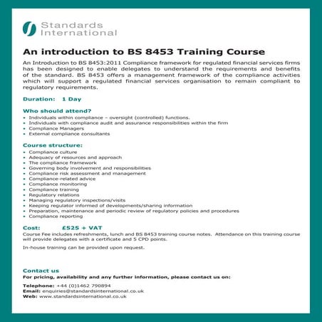 BS 8453 Training Programme | PDF