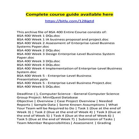 Bsa 400 entire course | DOCX