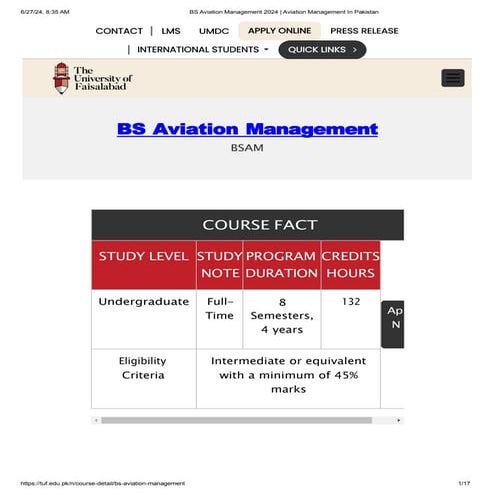 BS Aviation Management 2024 _ Aviation Management In Pakistan.pdf | Professional School ...