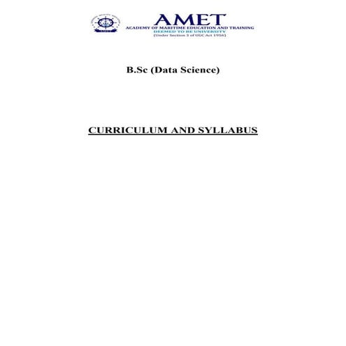 Amet University- B.Sc Data Science Syllabus | PDF