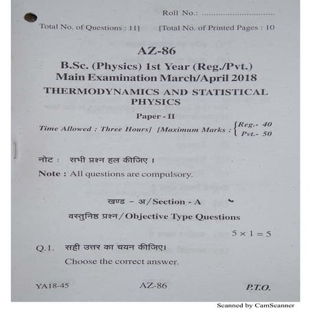 B sc physics paper - 2 | PDF