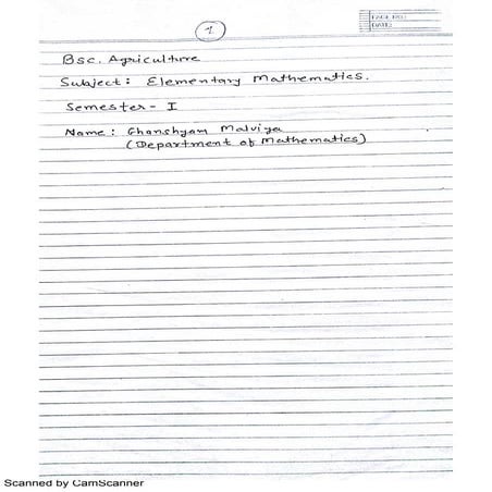 BSc(Agriculture)_Elementary Mathematics_Semster-I_Part-I | PDF
