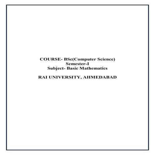 BSc(Computer Science)_Basic Mathematics_Semester-I_Unit-1,Unit-2,Unit-3 ...