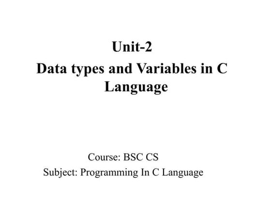 Constant Variables Data Types Ppt 2558