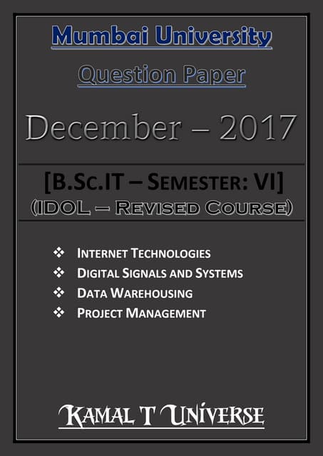 B.Sc.IT: Semester - VI (October - 2016) [CBSGS - 75:25 Pattern | Question Paper] | PDF