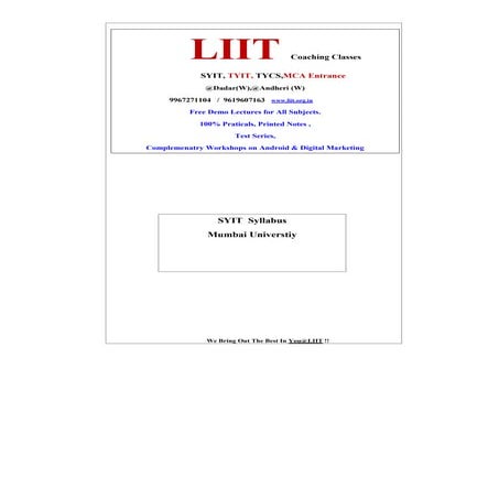 B Sc It Syit Sem 3 Sem 4 Syllabus As Per Mumbai University Pdf