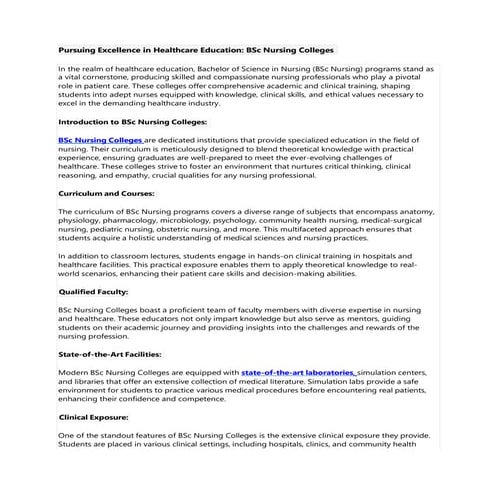 B Sc Nursing Colleges | PPTX