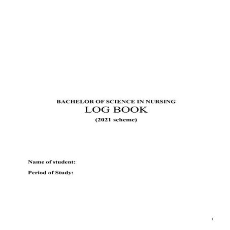 Clinical Logbook/Practical Record Book for BSc Nursing Programme | PDF