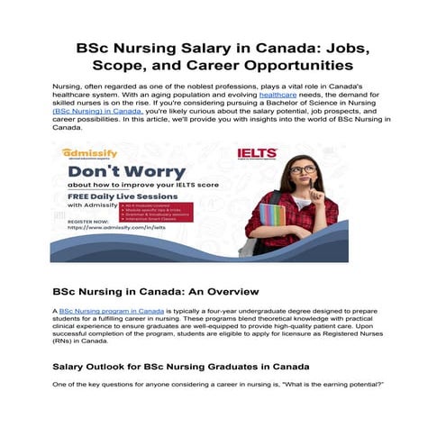 BSc Nursing Salary in Canada | PDF