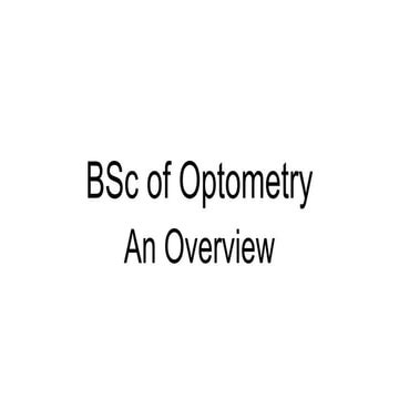 BSc of Optometry | PDF