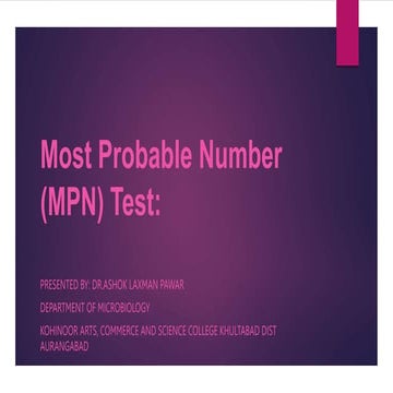 Most probable number (MPN) method | PPTX