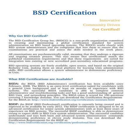 BSD Certification: A Case Study in Open Source Community | PDF