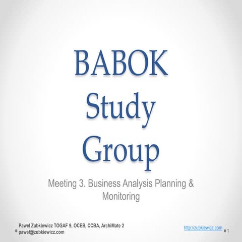 BABOK Study Group - meeting 3 | PPTX