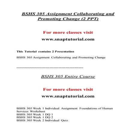 BSHS 305 Education Organization -- snaptutorial.com