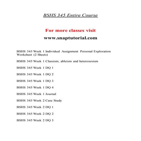 Bshs 345 Enhance teaching / snaptutorial.com