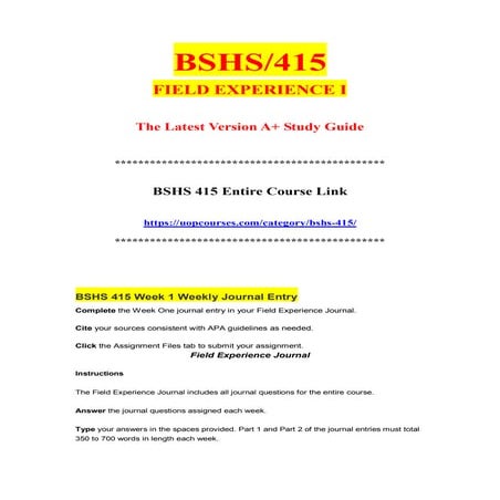 Bshs 415 bshs415 | PDF