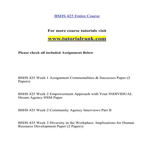 Bshs 425 Enhance teaching - tutorialrank.com