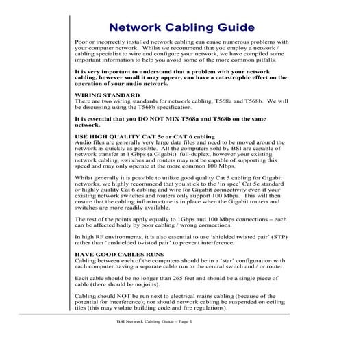 Network Cabling Guide | Cat5, Cat6, Cat7 | PDF
