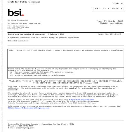 [Bs iso 17885] - plastics piping systems. mechanical fittings for ...