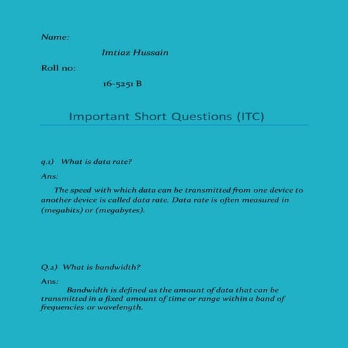 Bs it itc questions{imtiaz hussain} | PDF