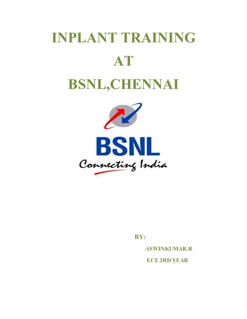 BSNL Training Report | PDF | Telecommunications Industry | Industries