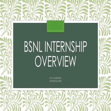 BSNL INTERNSHIP OVERVIEW ppt of 1 month(MAY-JUNE) | PPTX