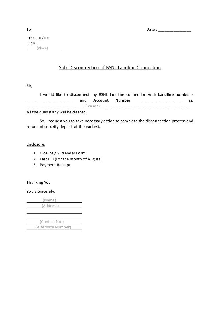 BSNL Landline Disconnection Letter bsnl-landline-disconnection-letter