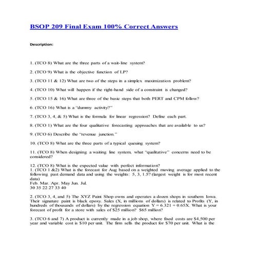 Bsop 209 final exam 100% correct answers | PDF