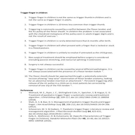 BSSH ICHS 2021 trigger finger in children | PDF