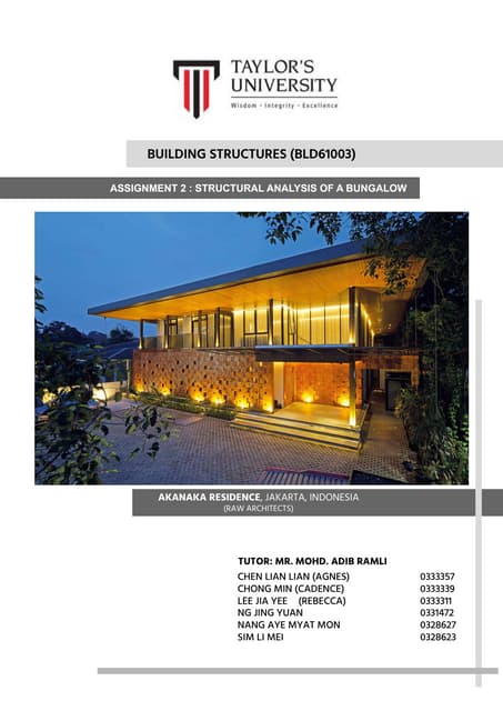 Building Structure - Structural Analysis of a bungalow | PDF | Civil Engineering Industry ...