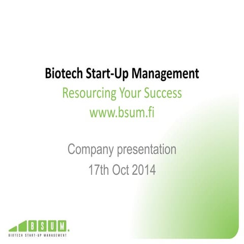 Biotech Start-Up Management Overview PPT | PPT