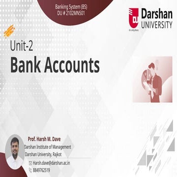 Banking System(BS) Unit 2 - Bank Accounts | PPTX