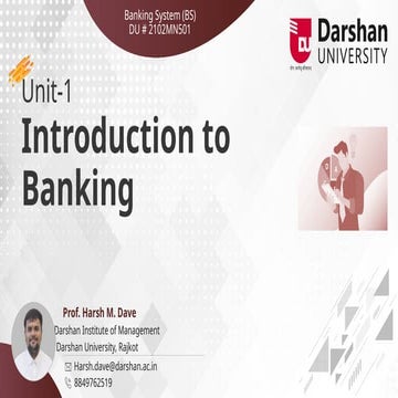 Banking System Unit 1 - Introduction to Banking System | PPT