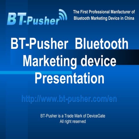 Bt pusher bluetooth marketing device presentations | PPT