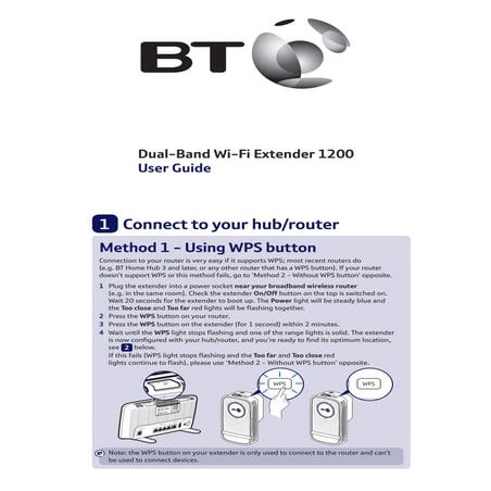 BT 11ac Dual-Band Wi-Fi Extender 1200 | PDF