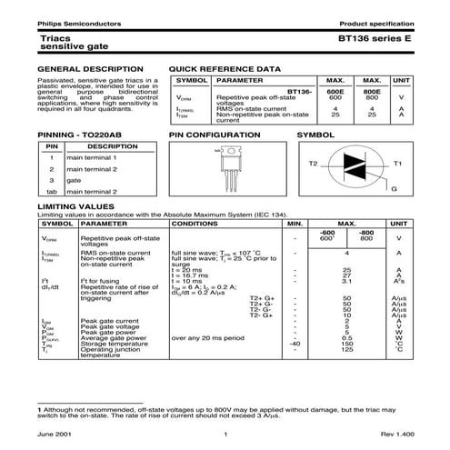 Bt136 datasheet | PDF