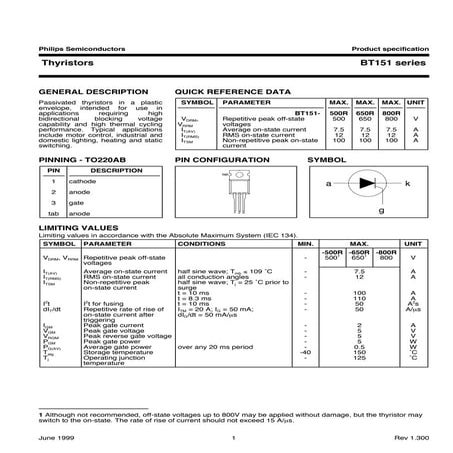 Bt151 datasheet | PDF