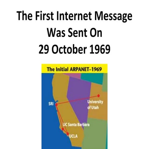 The First Internet Message was sent on 29 Oct 1969. However . . . | PPTX
