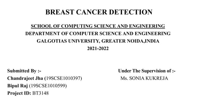 project-ppt-on-breast-cancer-prediction-using-ml | PPTX