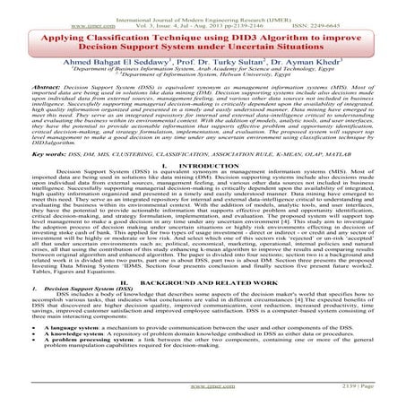 Applying Classification Technique using DID3 Algorithm to improve ...