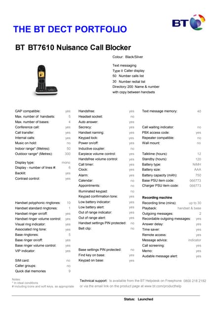Bt converse 2300 data sheet | PDF