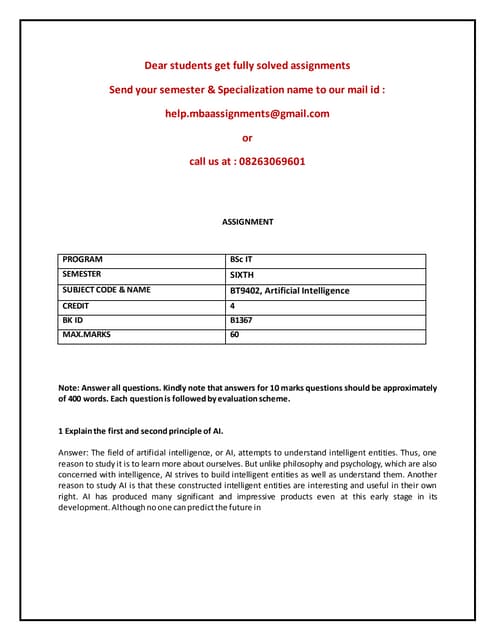 Bt9402 artificial intelligence | PDF