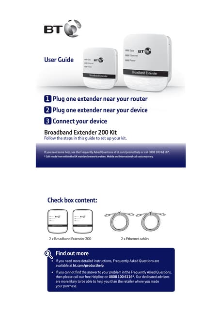 BT Broadband Extender Flex 1000 Kit User Guide | PDF | Computer ...