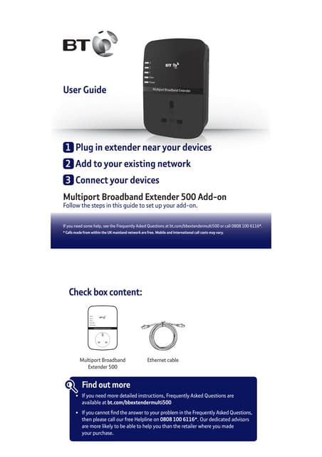 BT Broadband Extender Flex 1000 Kit User Guide | PDF | Computer ...