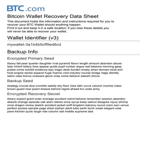 Btc.com bitcoin wallet recovery backup sheet mywallet-3a1b4b5cff9ed6cd ...
